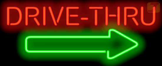 Drive-Thru w/Arrow Neon Sign | FG-30-40 | Jantec Neon