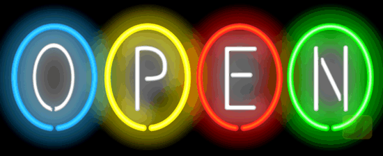 Open Neon Sign w/ Circle borders | OGZ-30-27 | Jantec Neon